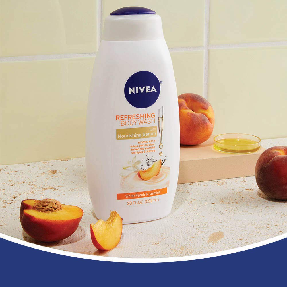 NIVEA Refreshing White Peach and Jasmine Body Wash, Scented Body Wash ...