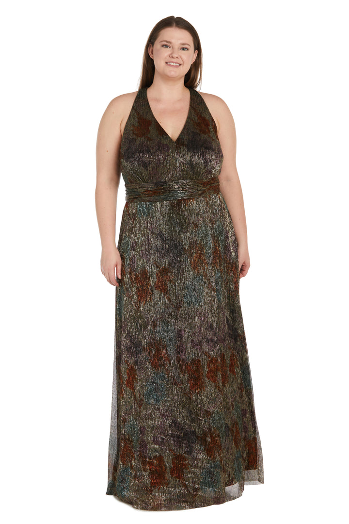 R&M Richards 1539W Long Formal Metallic Plus Size Dress