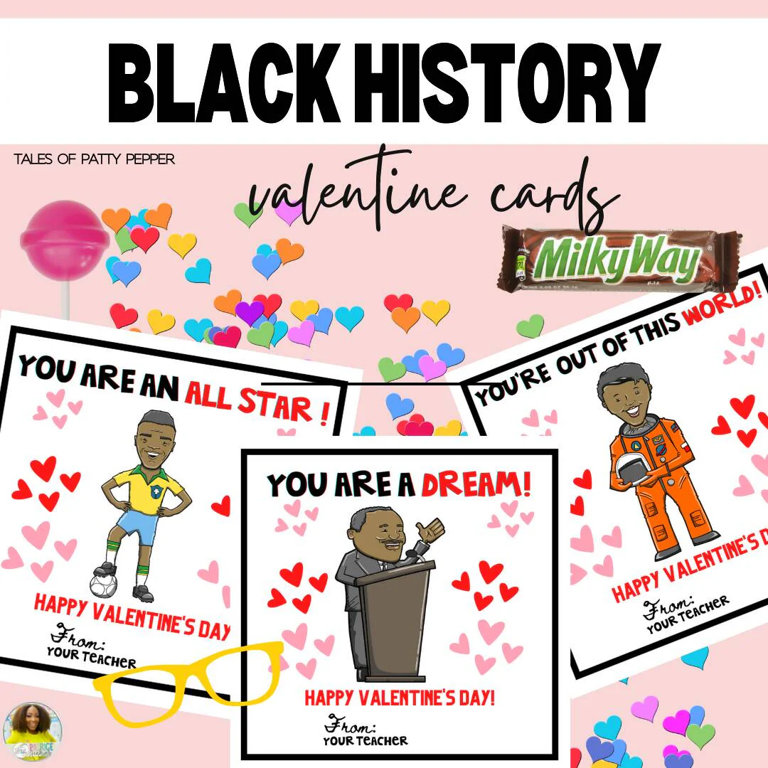 Black History Valentine's Day Cards for Students | Printable Teacher ...