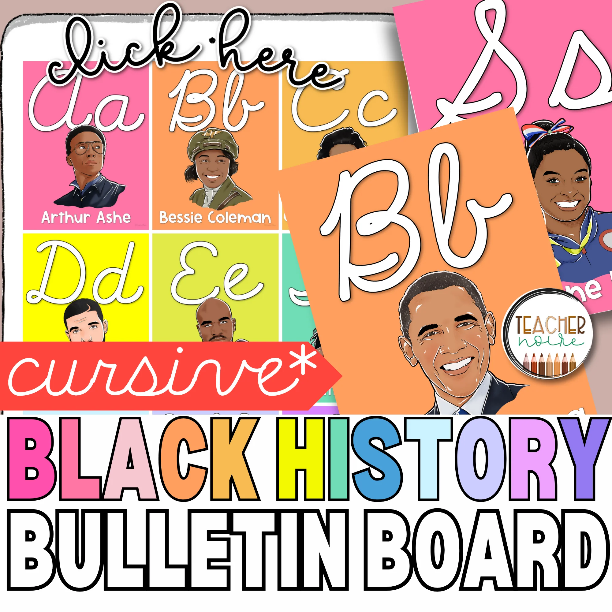 Black History Month Bulletin Board - Cursive | Printable Teacher ...