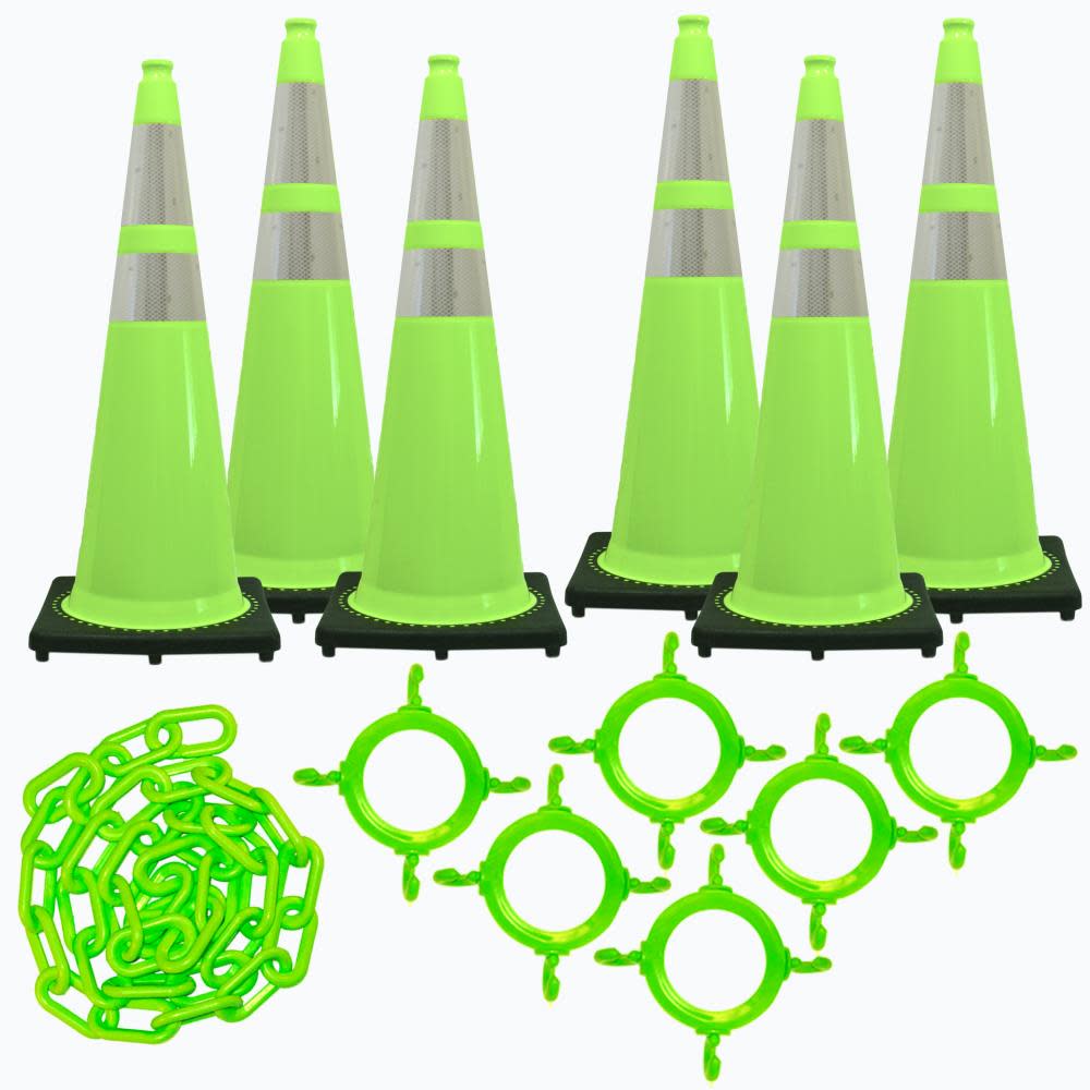 Mr Chain 36″ Safety Green Reflective Traffic Cone and Chain Kit - Lanyyshop